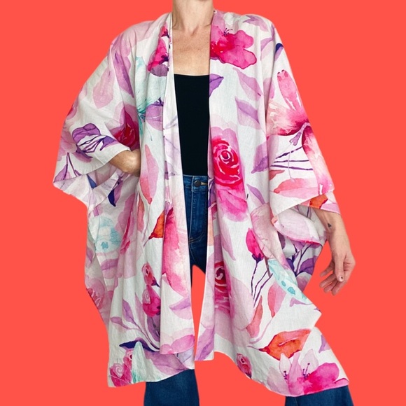 Kate & Mallory | Tops | Kate Mallory Colorful Rose Floral Butterfly ...